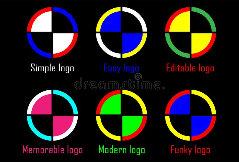 Target Logo Set with Cmyk Colour Vector Illustration. Target Logo with ...