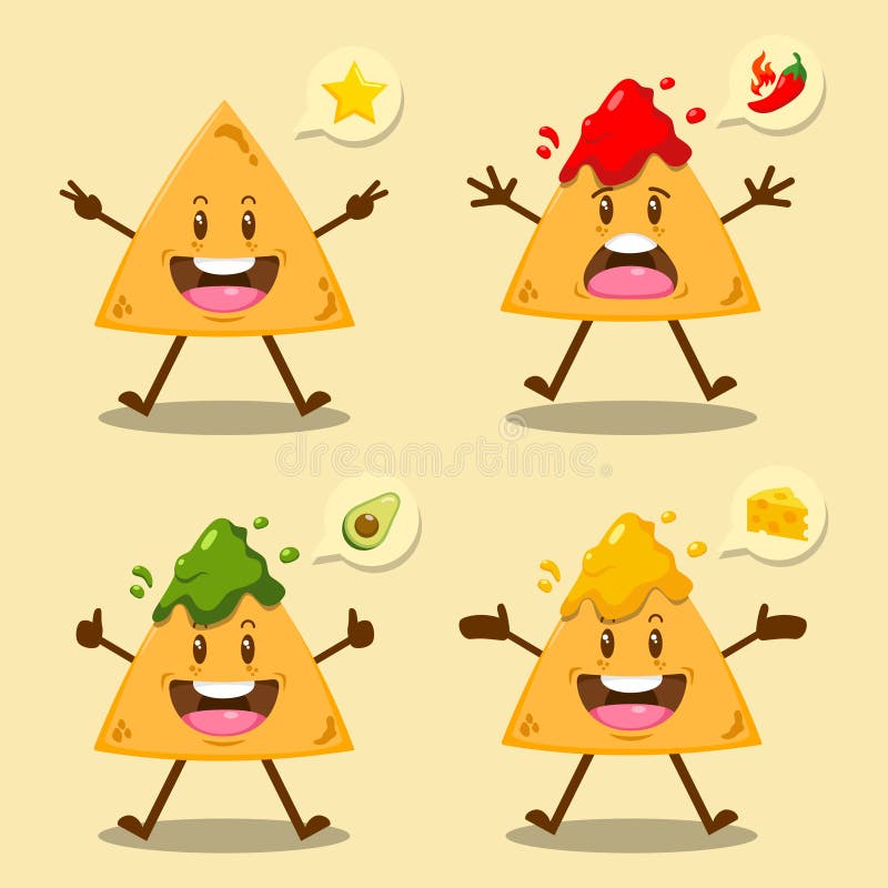Cute nacho character set stock vector. Illustration of cute - 219400765