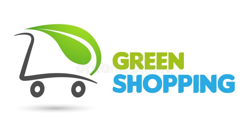 Shopping Cart Green Leaf Logo Selling Market Shipping Buy and Sell Shop ...