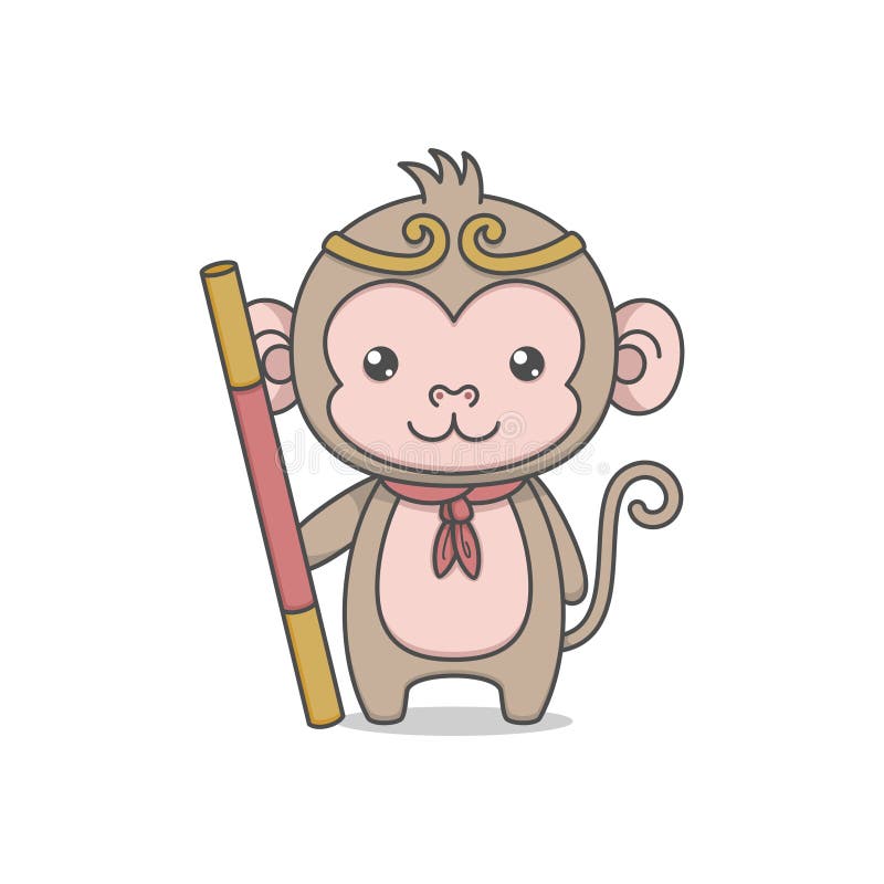 Cute Cartoon Monkey King Character Stock Vector - Illustration of happy ...