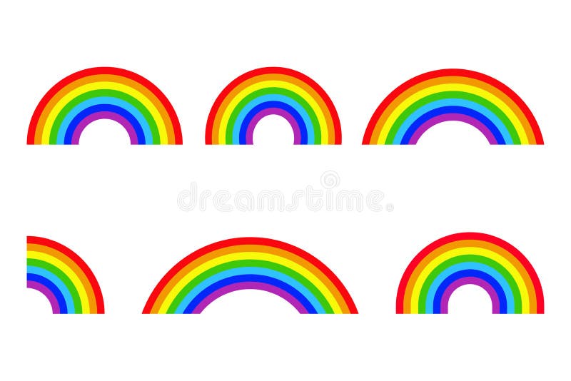Rainbow Icon Set, Colorful Rainbows with Cloud, Vector Illustration ...