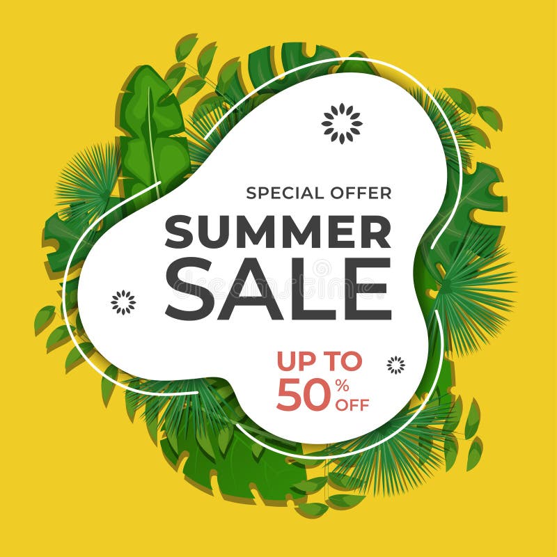 Beautiful Summer Sale Banner, Hot Season Discount Poster Stock Vector ...