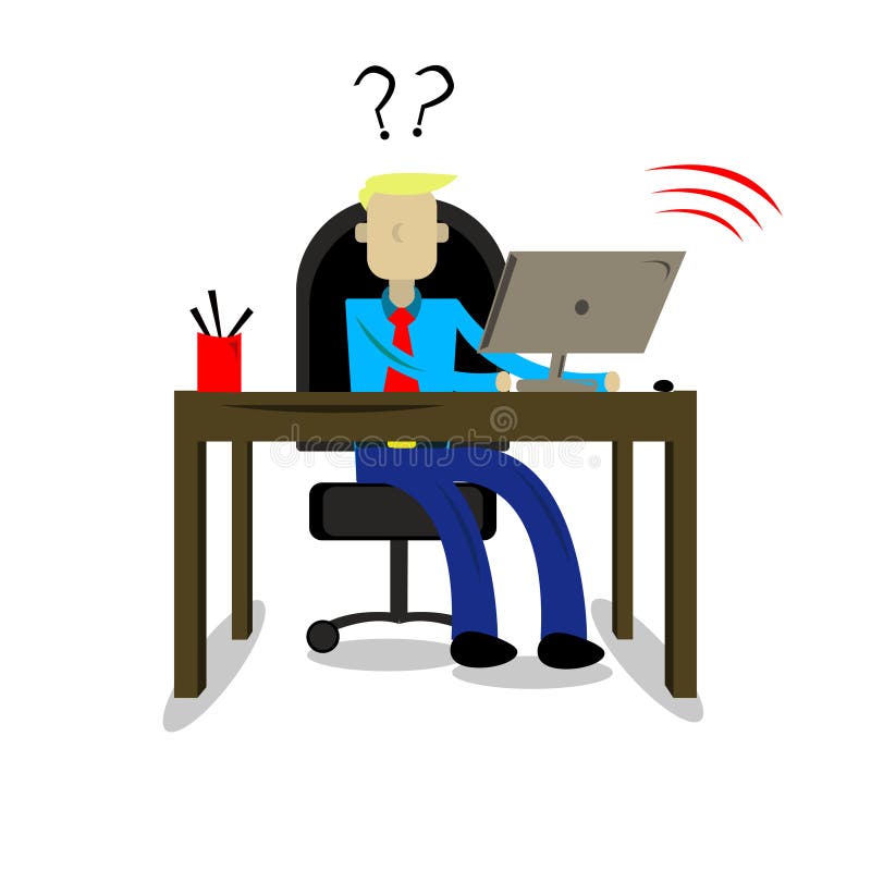 Vector Illustration of a Confused Employee Stock Vector - Illustration ...