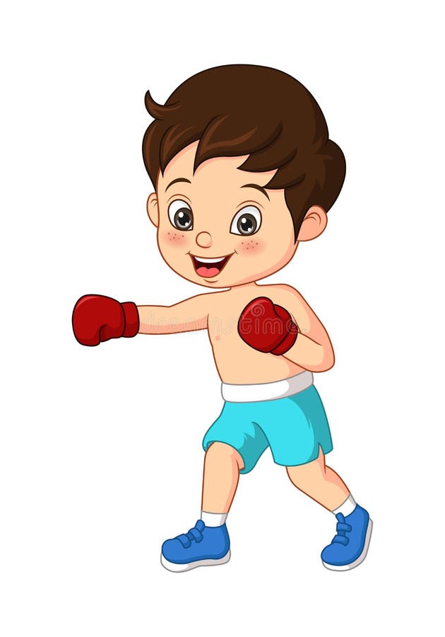 Cartoon Cute Little Boy Boxing Stock Vector - Illustration of character ...