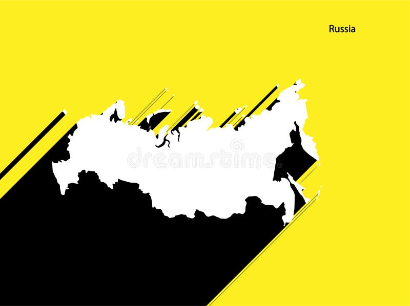 Russia Map on Retro Poster with Long Shadow. Stock Vector ...
