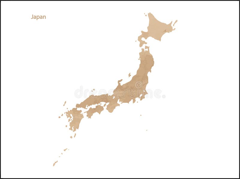 Old Vintage Paper Textured Map of Japan Country Stock Vector ...