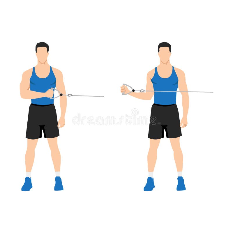 Man Doing External Cable Shoulder Rotation Exercise Stock Vector ...