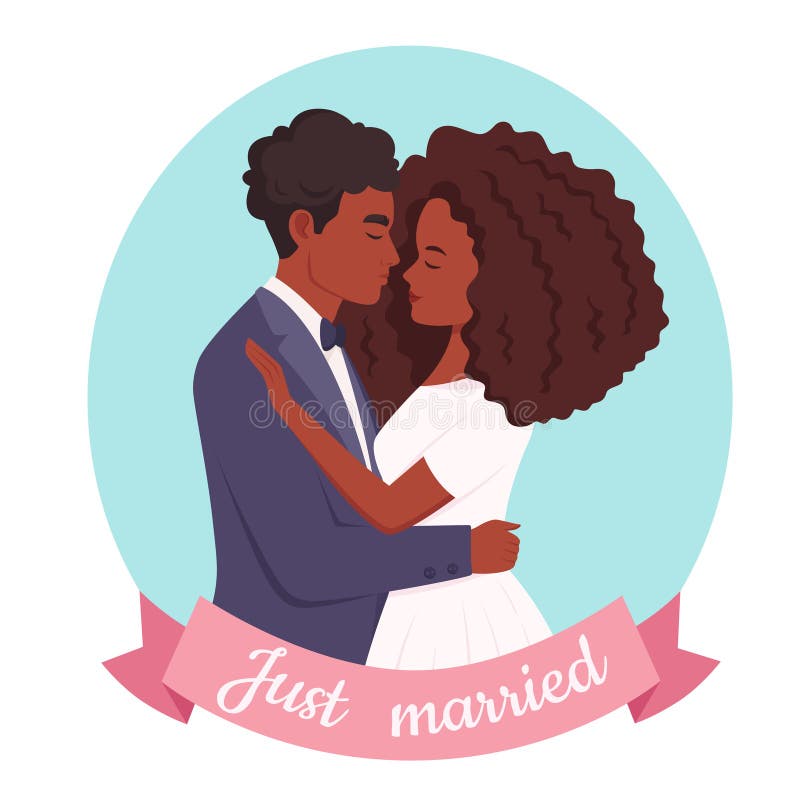 Wedding Couple. African American Married Couple. Wedding Portrait ...