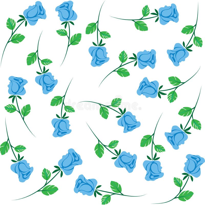 Vector Blue Rose Set Background Icon Sign Design Art Stock Illustration ...