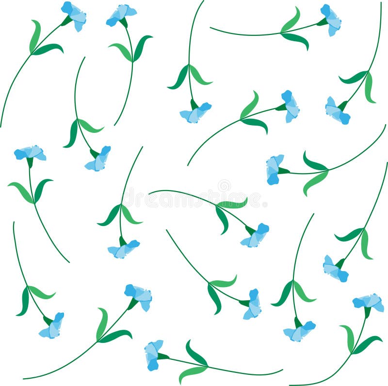 Vector Blue Carnation Flowers Set Background Icon Sign Stock Vector ...