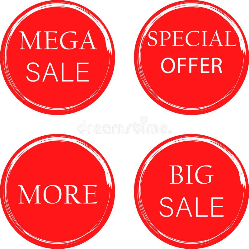 Vector Illustration of a Big Pack of Discount Stickers. Red Discount ...