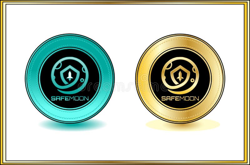 Safemoon Crypto Coin with Blue and Golden Colour, Virtual ...