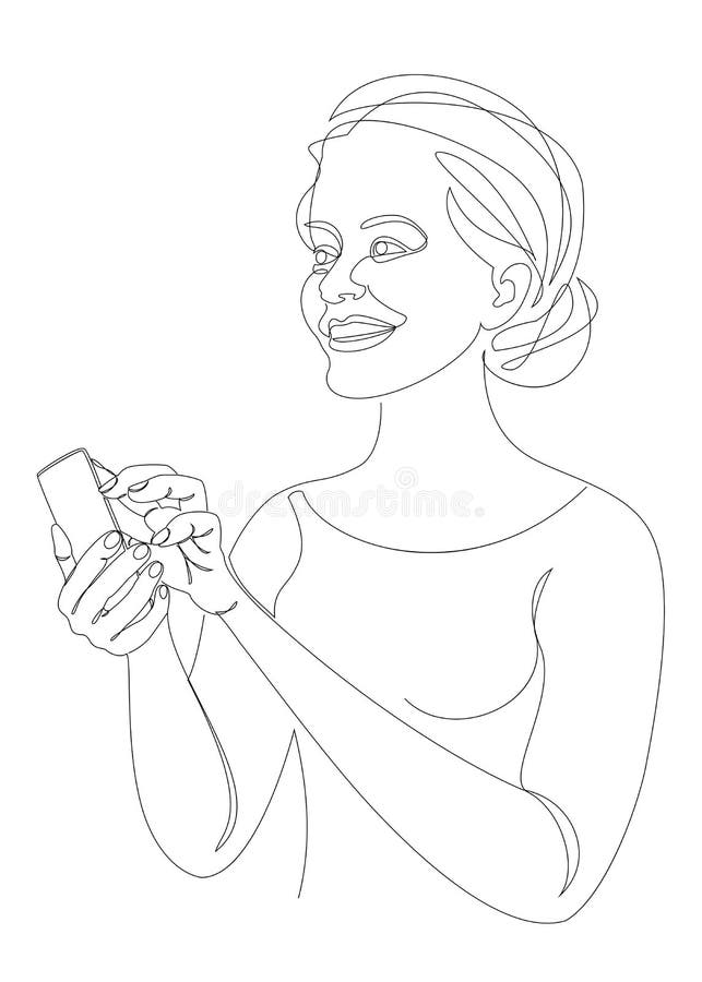 Silhouettes of a Lady, she Communicates on the Phone in a Modern One ...