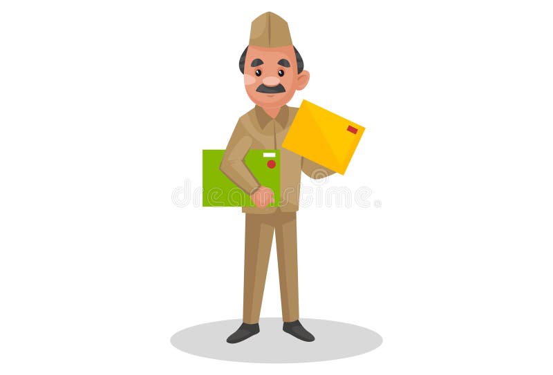 Postman Vector Cartoon Character Illustration Stock Vector ...