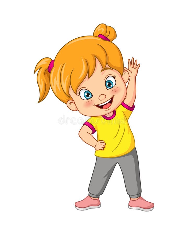 Cartoon Cute Little Girl Exercising Stock Vector - Illustration of ...