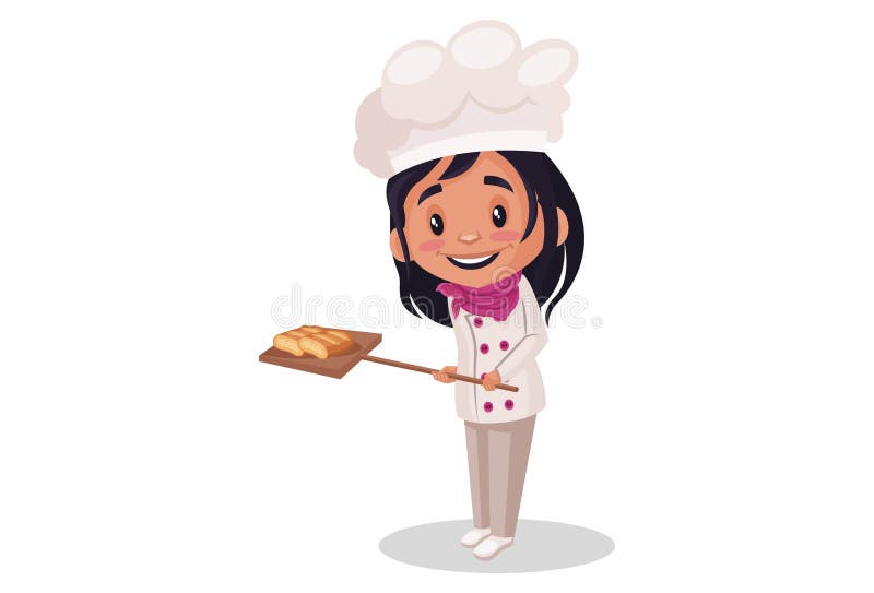 Bakery Girl Vector Cartoon Illustration Stock Vector - Illustration of ...