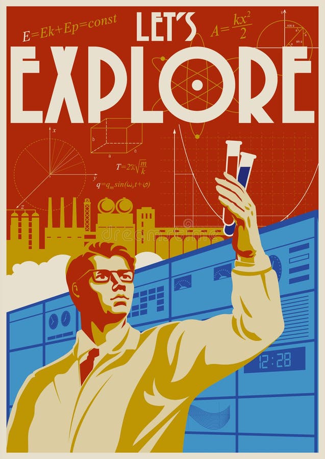 Let`s Explore! Scientific Propaganda Illustration Stock Vector ...