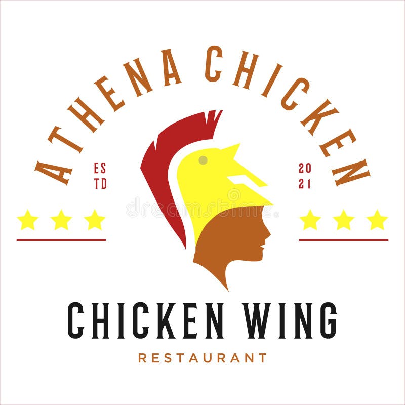 Vintage Fried Chicken Logo, Athena Concept. Stock Vector - Illustration ...