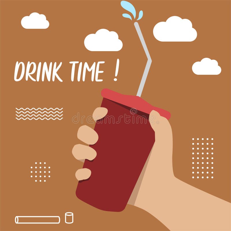 Drink Time Flat Illustration Hand Holding a Drink Stock Vector ...