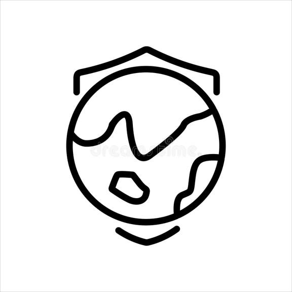 Earth Shield Icon in Trendy Outline Style Stock Vector - Illustration ...
