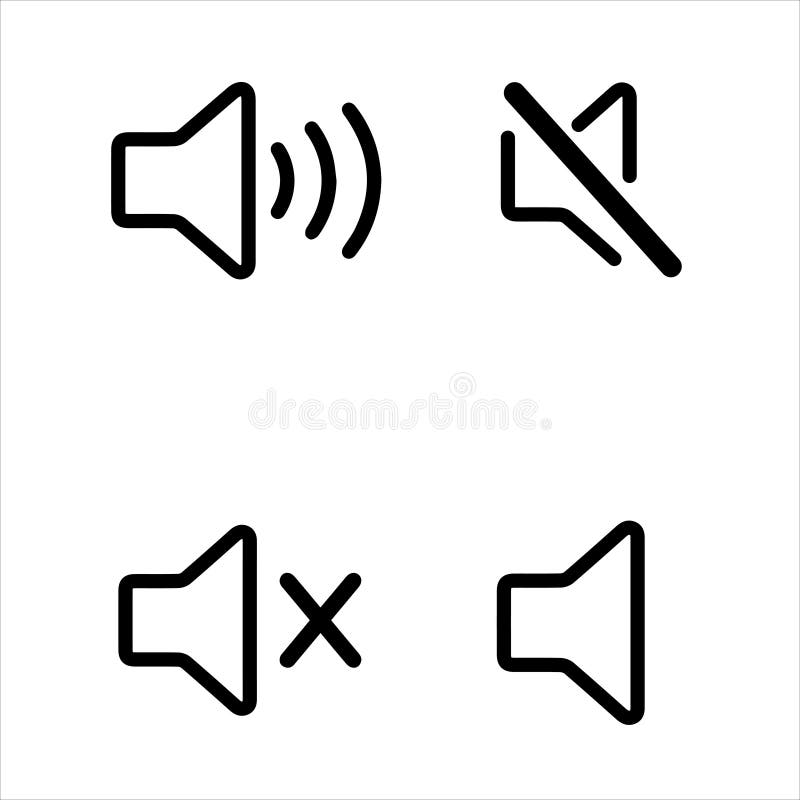 Volume Icon Set in Trendy Outline Style Isolated on White Background ...