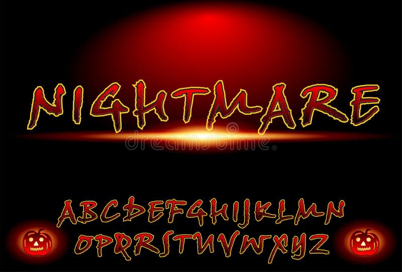 Nightmare Font Effect with Pumpkin. Alphabet Text Effect, Burning Light ...
