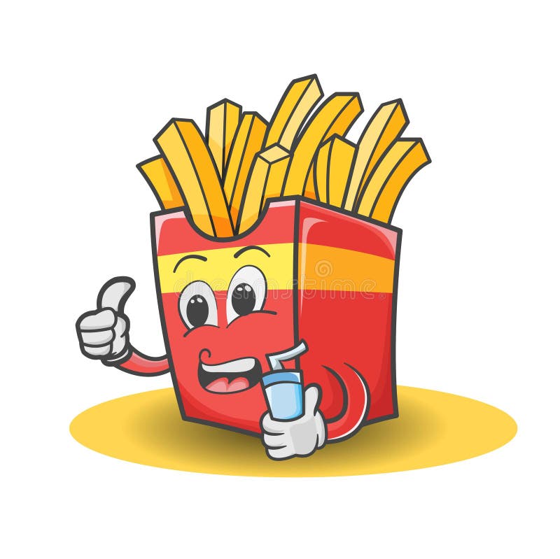 French Fries Character Mascot Logo Design Stock Vector - Illustration ...
