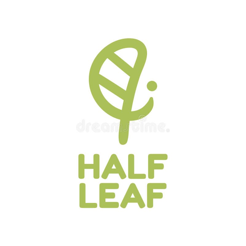 Green Half Leaf Nature Logo Concept Design Stock Vector - Illustration ...