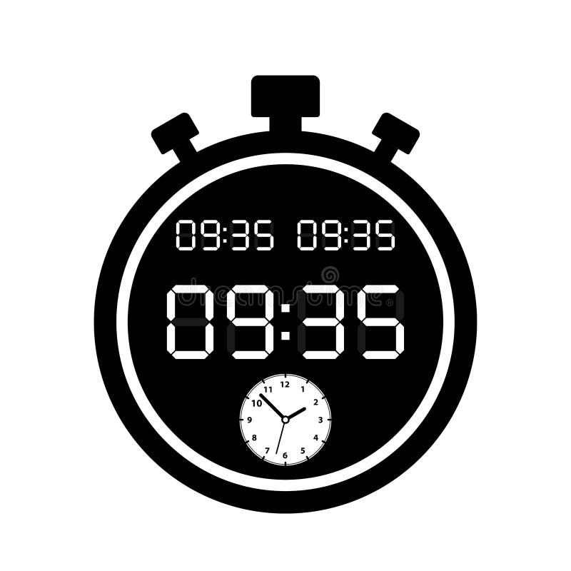 Simple, Black and White Timer/stopwatch Icon. Isolated on White Stock ...