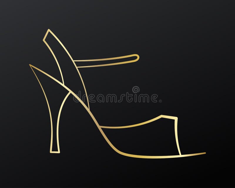 Sketch of Tango Golden Shoe on Black Background, Vector Stock Vector ...