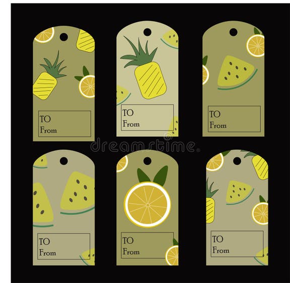 Paper Friuts Gift Tags,vector Ilutration. Stock Vector - Illustration ...