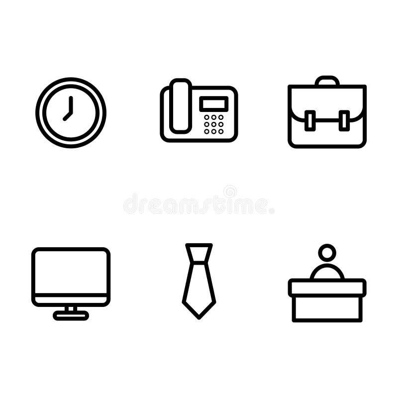 Simple Set of Office Related Vector Line Icons Stock Vector ...