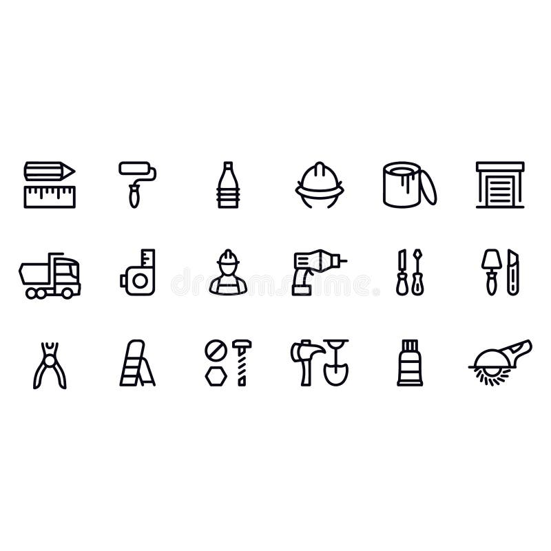 Home Tools and Construction Line Icons Stock Vector - Illustration of ...
