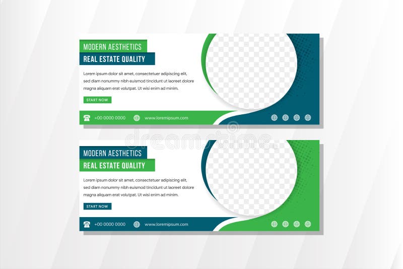 Modern Real Estate Horizontal Banner Design Template with White ...