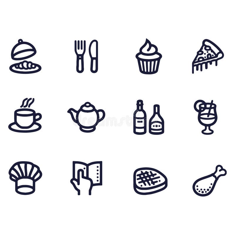 Restaurant Simple Cooking Healthy Line Icons Vector Design Stock Vector ...