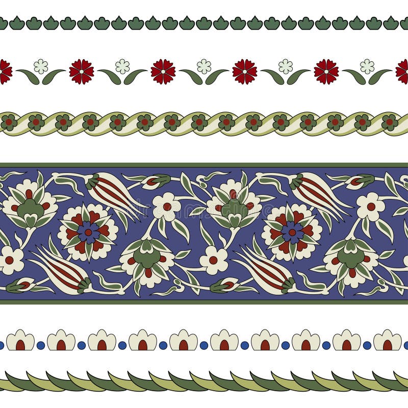 Seamless Floral Borders. Ancient Persian Style Stock Vector ...