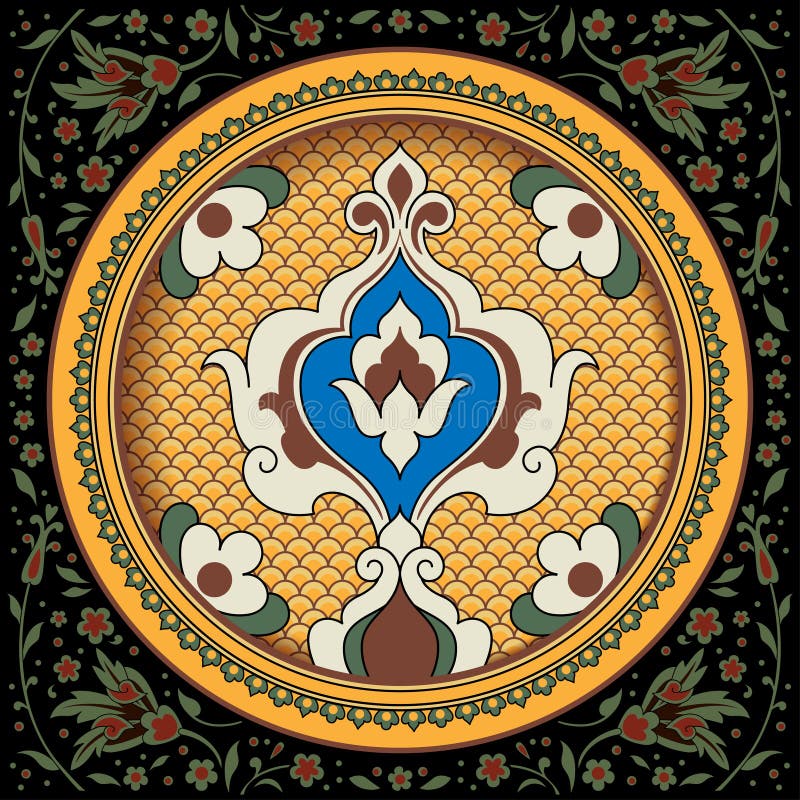 Decorative Round Floral Pattern with Ancient Persian Decor. Stock ...