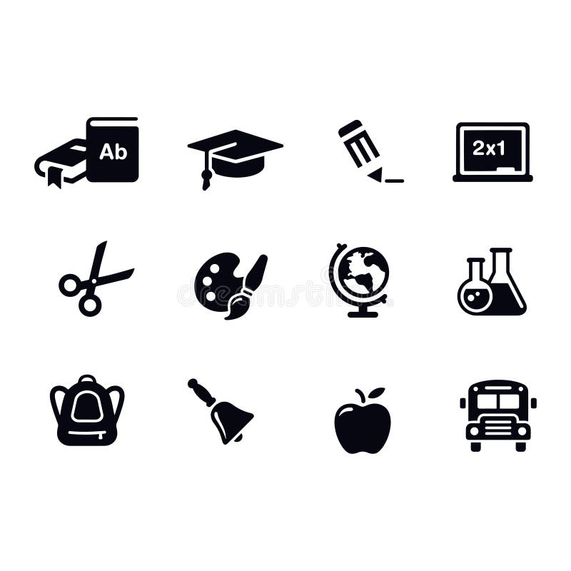 School and Education Simple Set Icons Vector Design Stock Vector ...