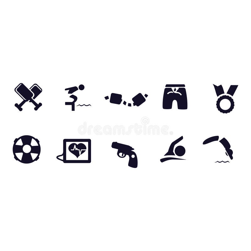 Swimming Simple Icons Vector Design Stock Vector - Illustration of ...