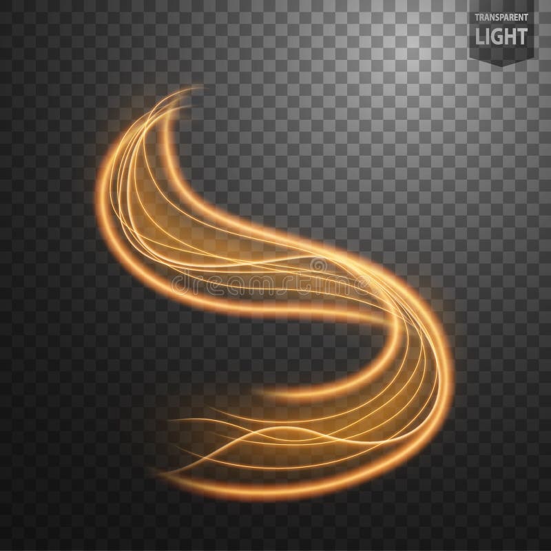 Abstract Gold Wavy Line of Light with a Transparent Background ...