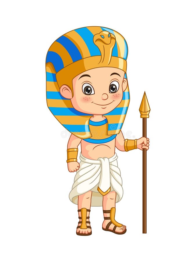 Cartoon Little Boy Wearing Egyptian Pharaoh Costume Stock Vector ...