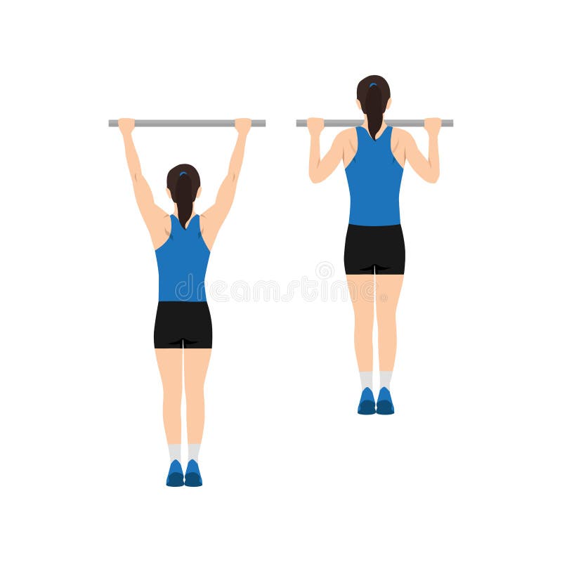 Woman Doing Pull Up Exercise. Flat Vector Illustration Stock Vector ...