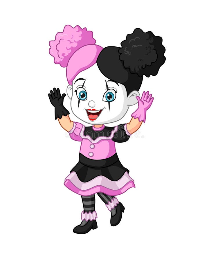 Cartoon Cute Little Girl Wearing Clown Costume Stock Vector ...