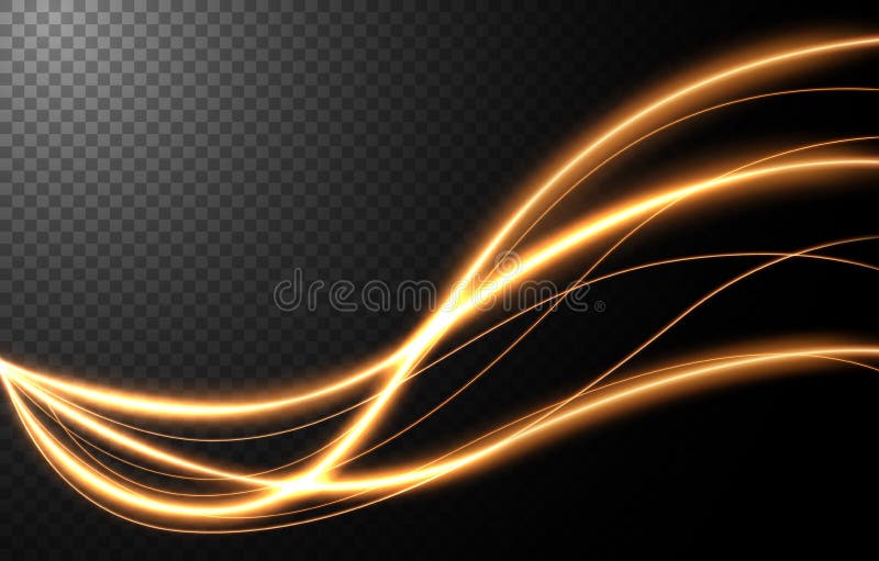 Abstract Light Speed Motion Effect, Gold Light Trail. Vector ...
