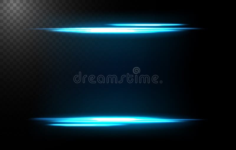Blue Line Horizontal Frame Isolated on Transparent Pattern. Vector ...