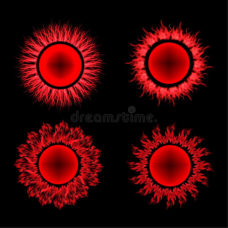 Red Gradient Sun Shape with Flame Collection Stock Vector ...