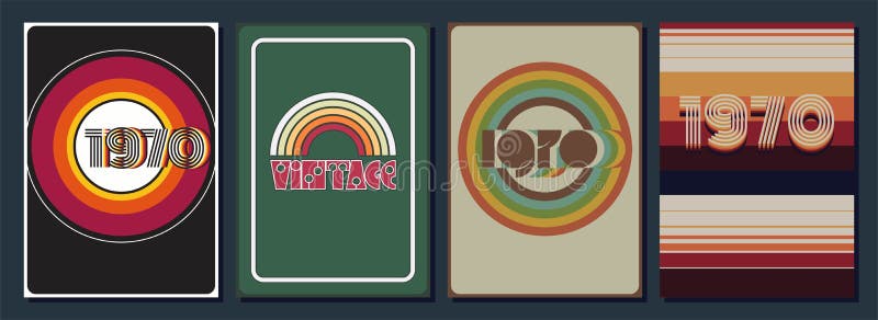 1970s Background Set Vector Templates Stock Vector - Illustration of ...