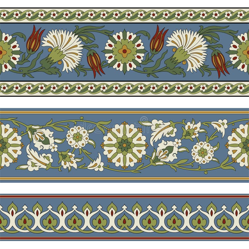 Seamless Floral Borders. Ancient Persian Style Stock Vector ...