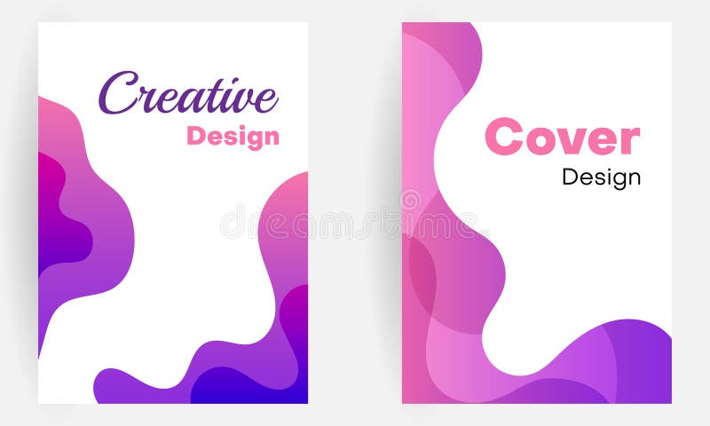 Cover Design Template with Purple Fluid Shape Stock Vector ...