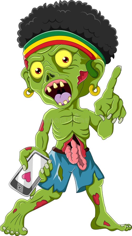 Cartoon Zombie Holding a Phone Stock Vector - Illustration of ...